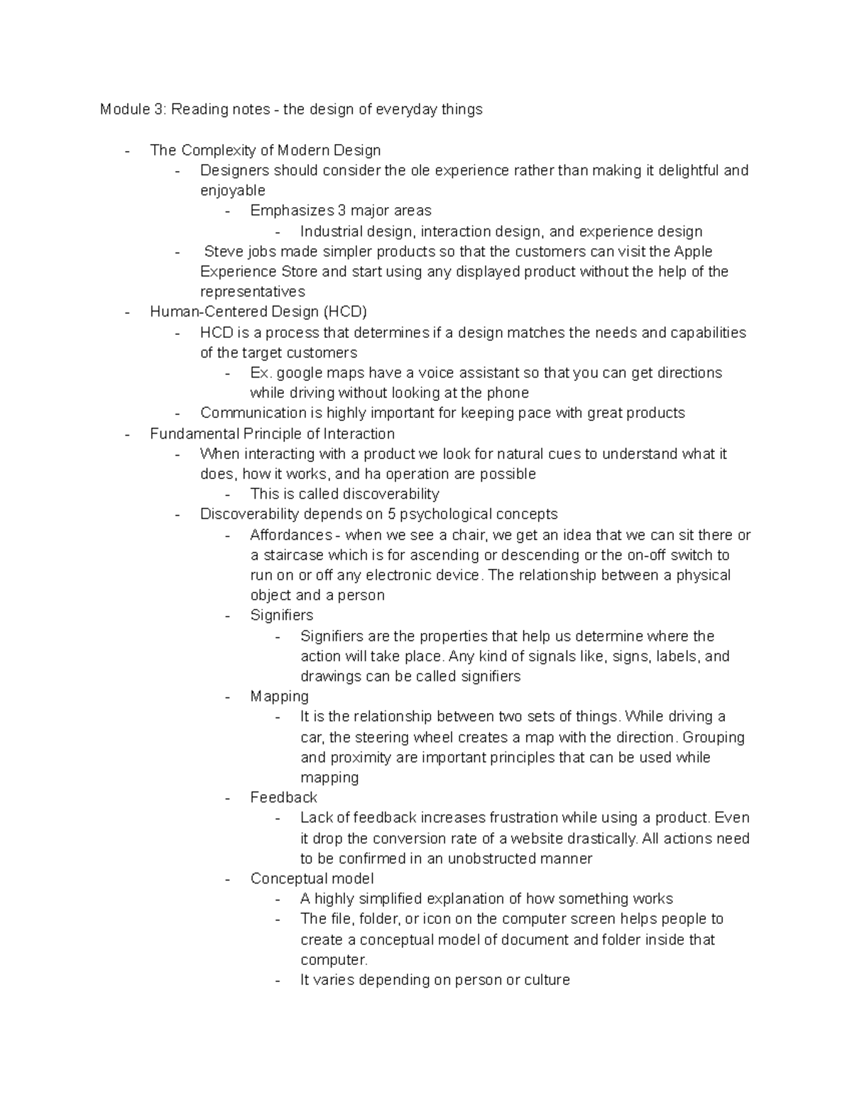 Module 3 notes - Module 3: Reading notes - the design of everyday ...