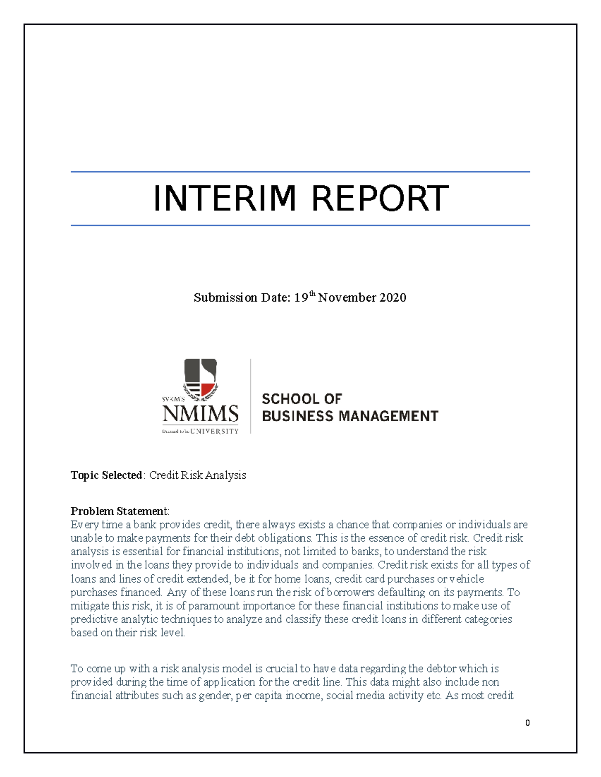 BA interim report - INTERIM REPORT Submission Date: 19th November 2020 ...