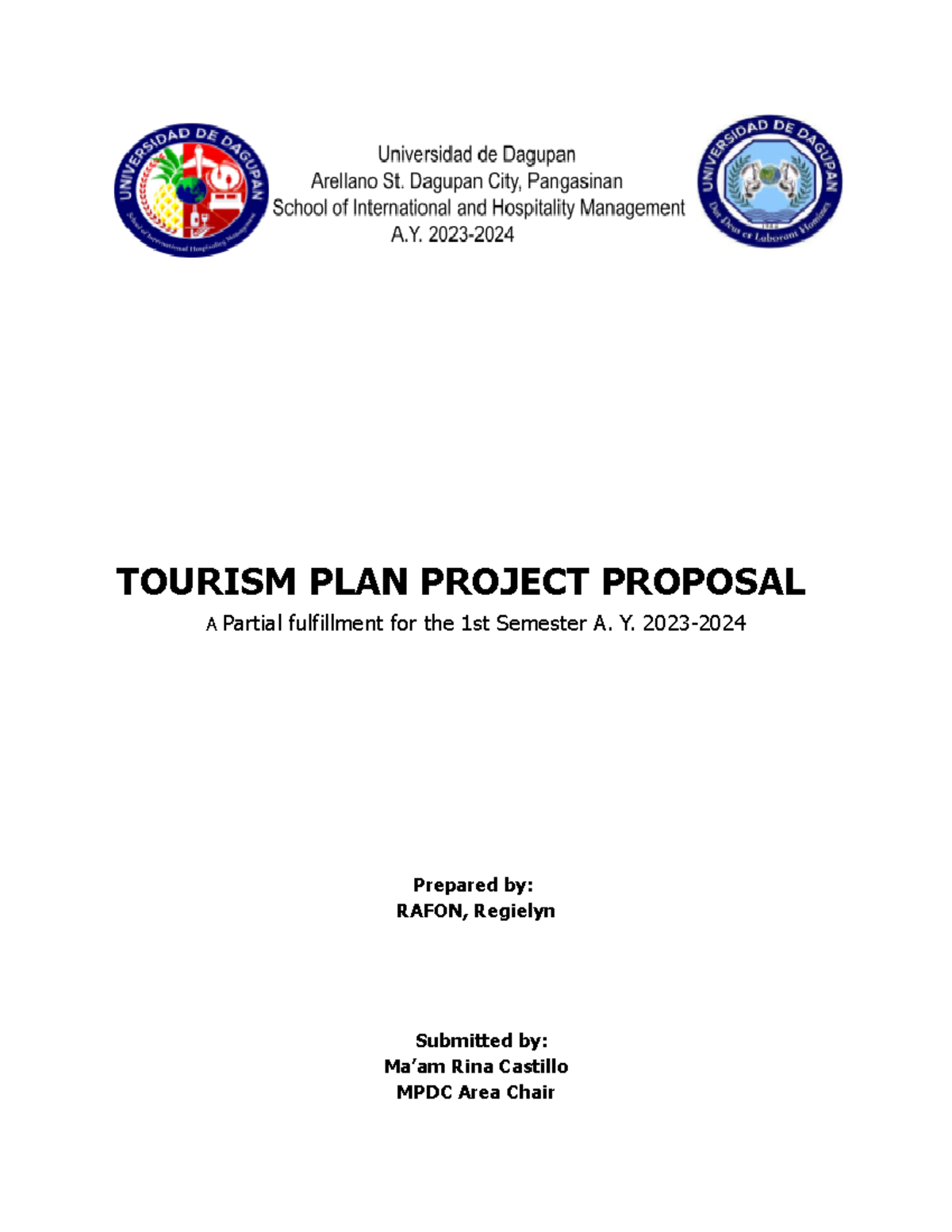 Project-proposal-1 - Just asample - TOURISM PLAN PROJECT PROPOSAL A ...