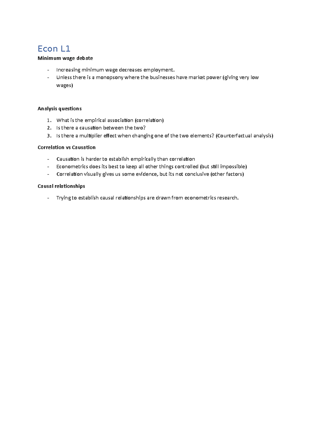 1 - Causation - ECOM20001 - Unimelb - Studocu