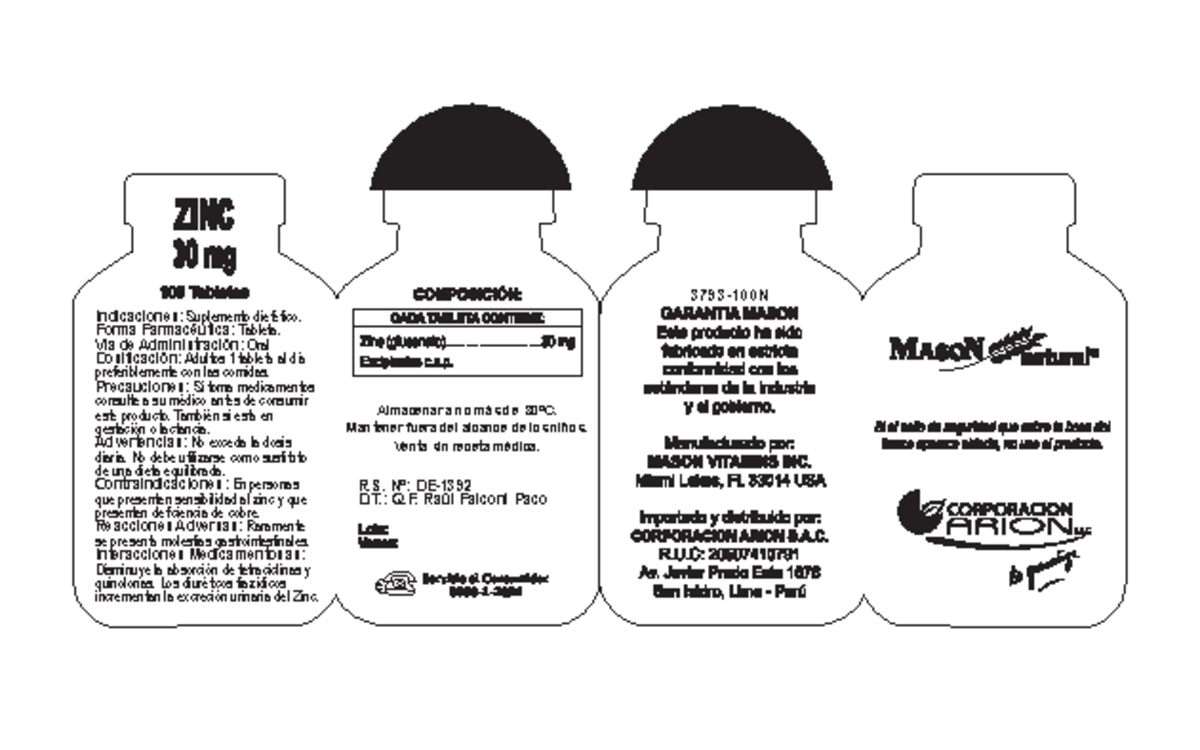 Zinc 30 mg x 100 tabletas - Indicaciones: Suplemento dietético. Forma ...