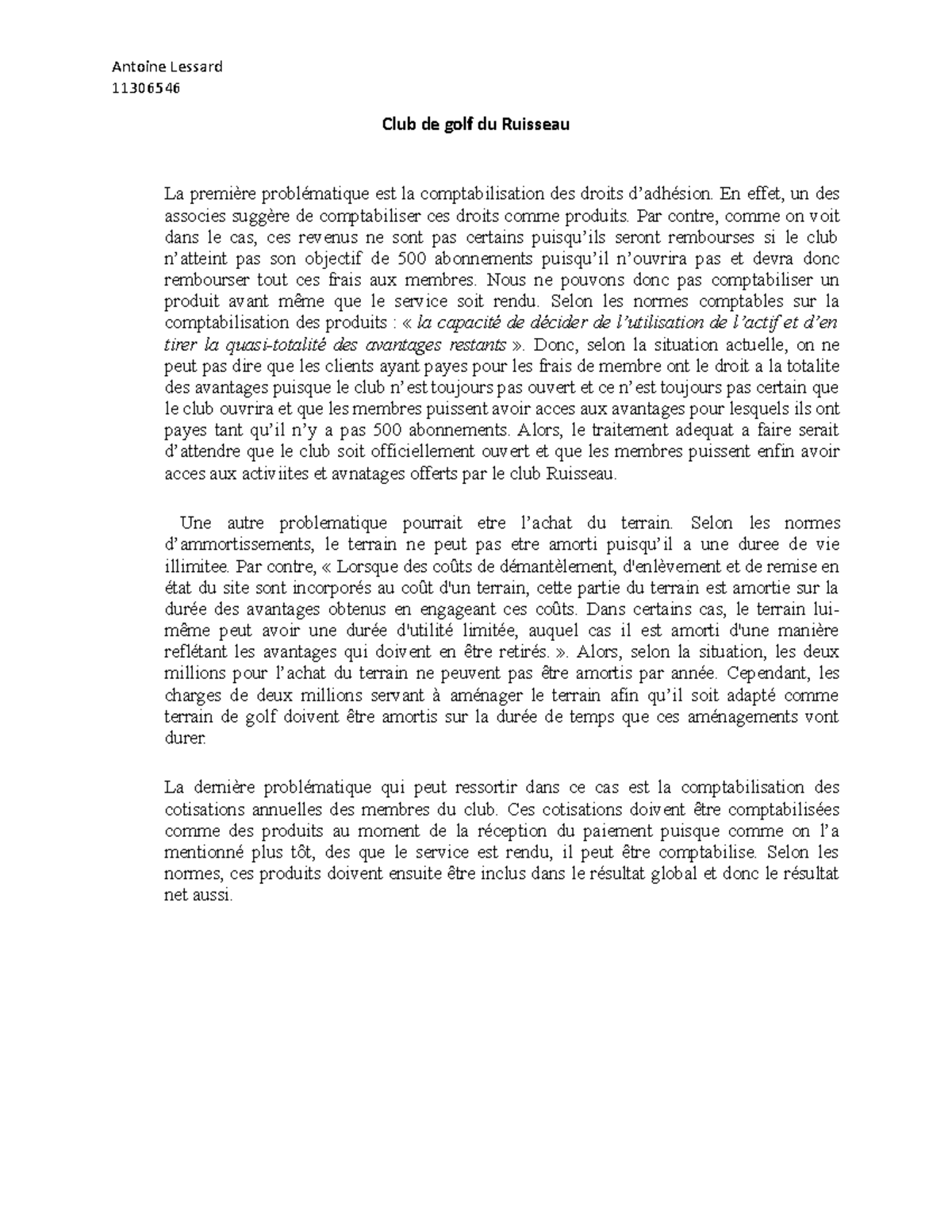 Club de golf du Ruisseau - Antoine Lessard 11306546 Club de golf du ...