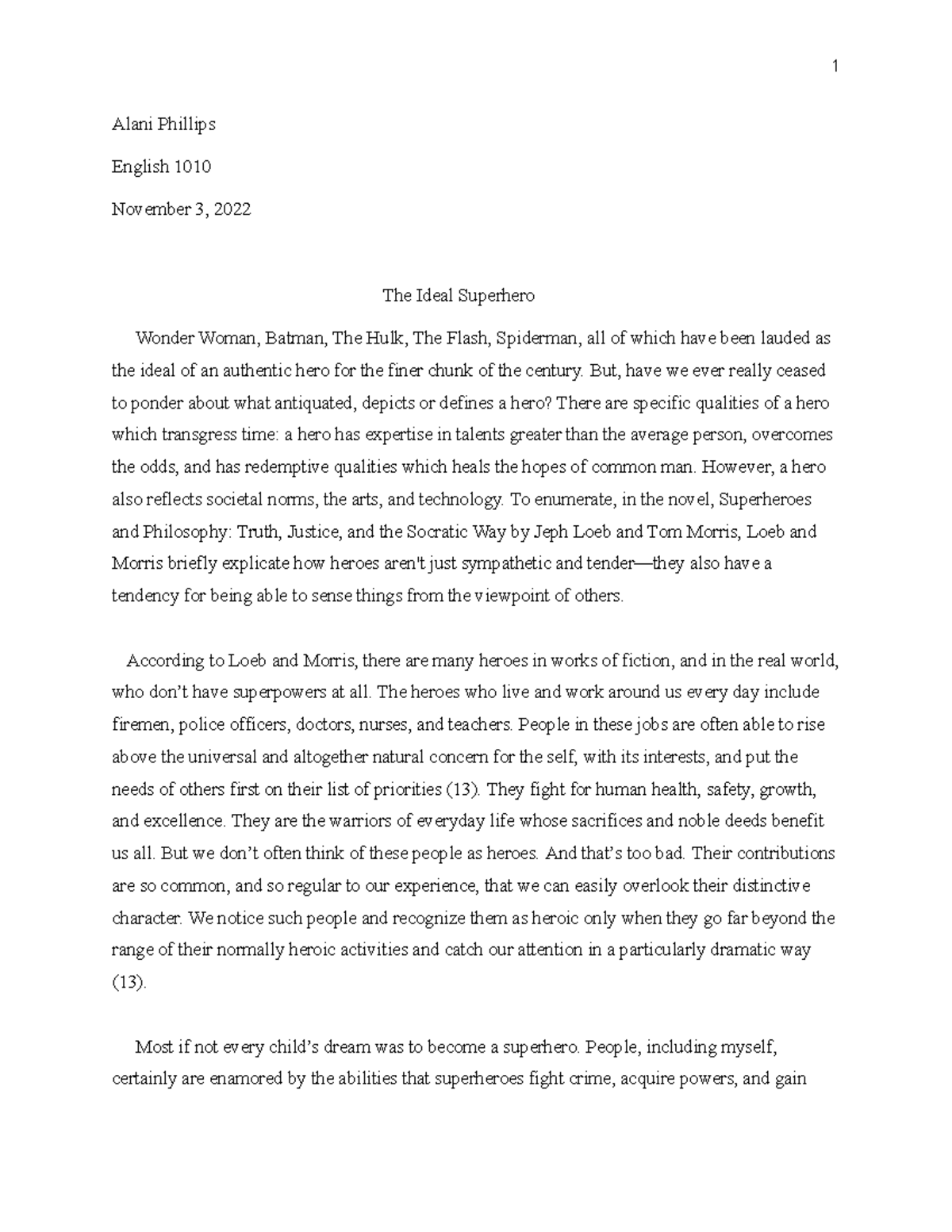ENGL 1010 Essay #2 - Alani Phillips English 1010 November 3, 2022 The ...