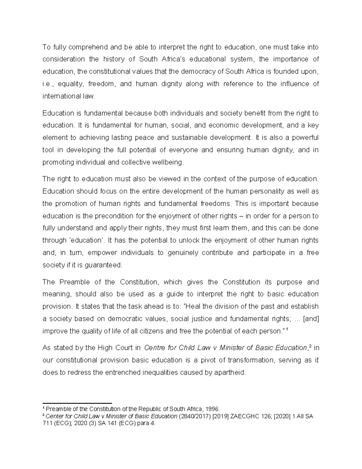 Interpretation - Right to education - To fully comprehend and be able ...