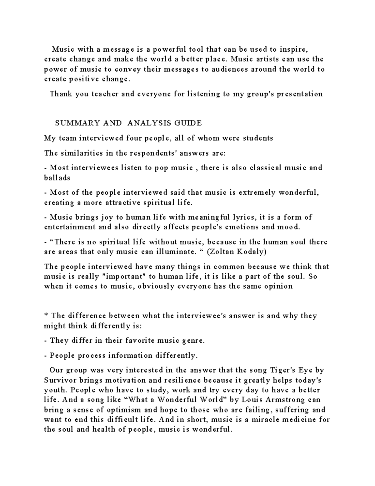 Conclusion - Music with a message is a powerful tool that can be used ...