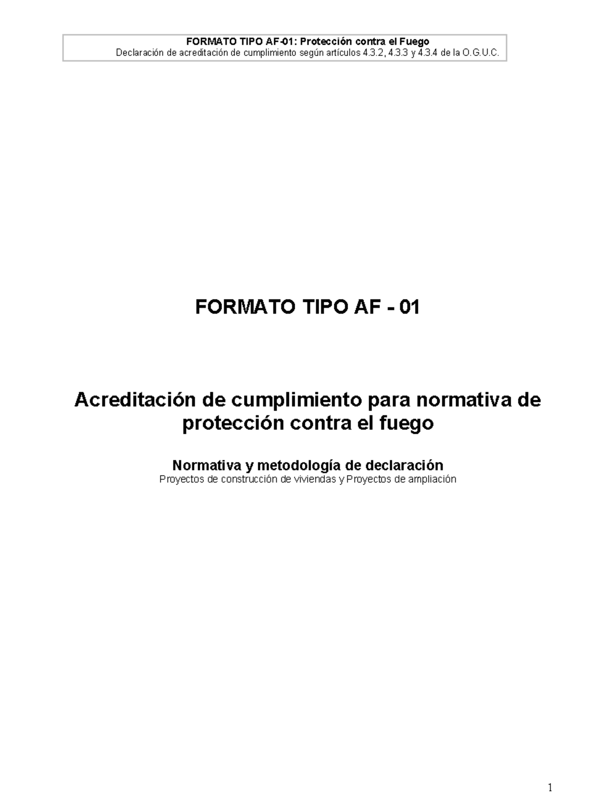 AF 01 - Acreditacion Proteccion Contra el Fuego - Declaración de ...