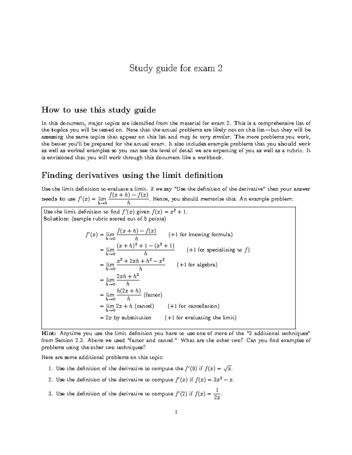 Exam2Practice - Practice exam - Study guide for exam 2 How to use this ...