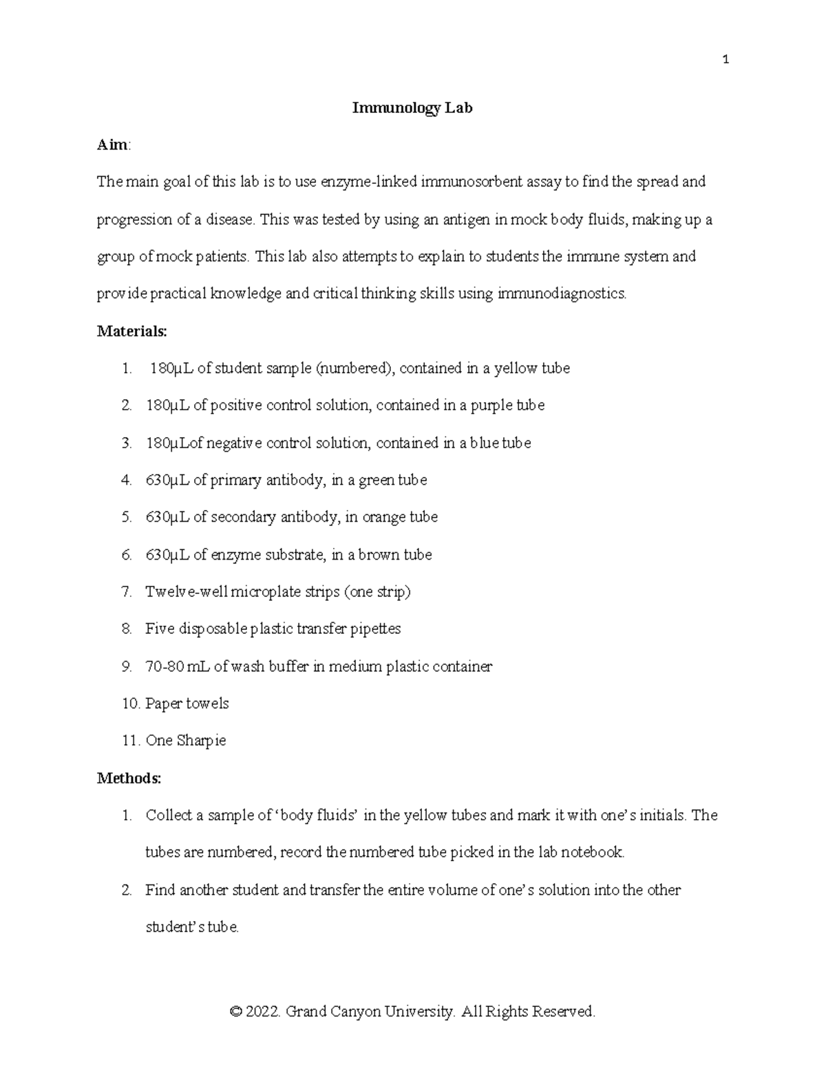 Immunology Lab summary - Immunology Lab Aim: The main goal of this lab ...