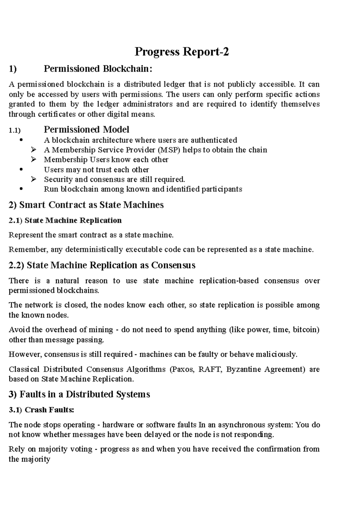 Project Progress Report-2-1 - Progress Report- 1) Permissioned Blockchain: A permissioned ...