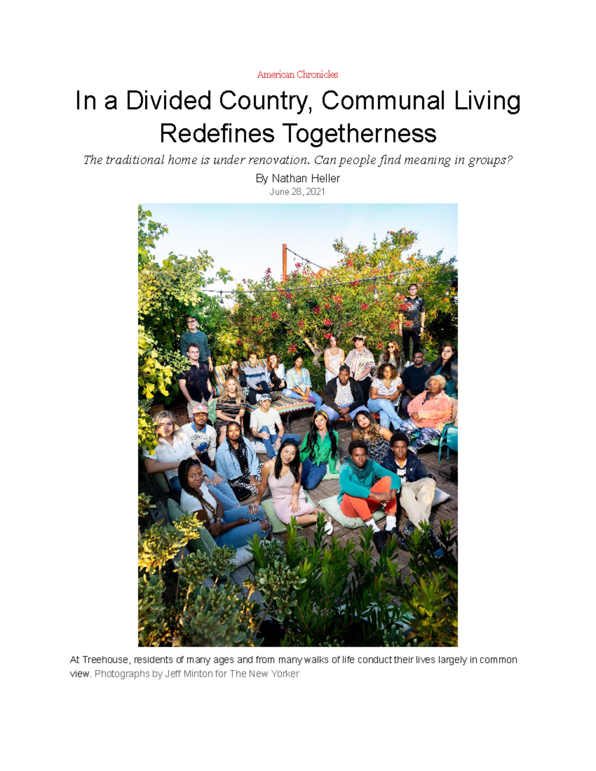 In a Divided Country, Communal Living Redefines Togetherness - American ...