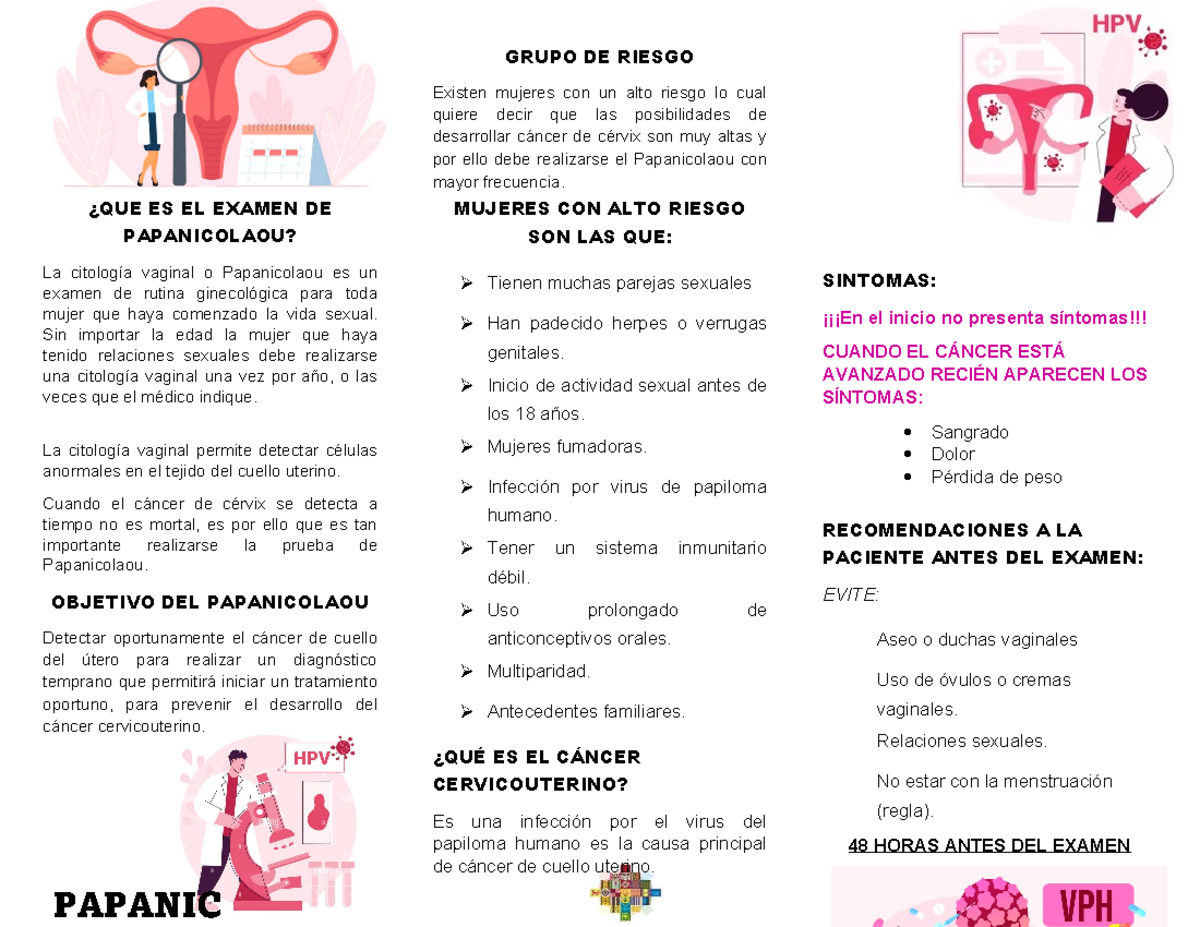 Tripticos PAP - ¿QUE ES EL EXAMEN DE PAPANICOLAOU? La citología vaginal ...