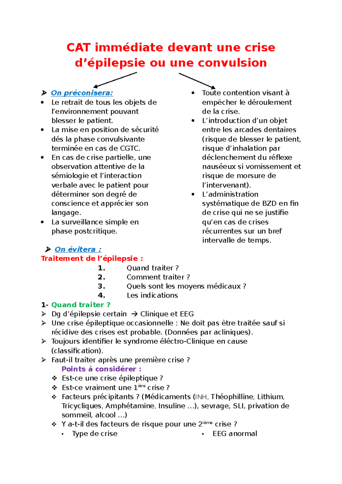 CAT immédiate devant une crise d épilepsie - CAT immédiate devant une ...