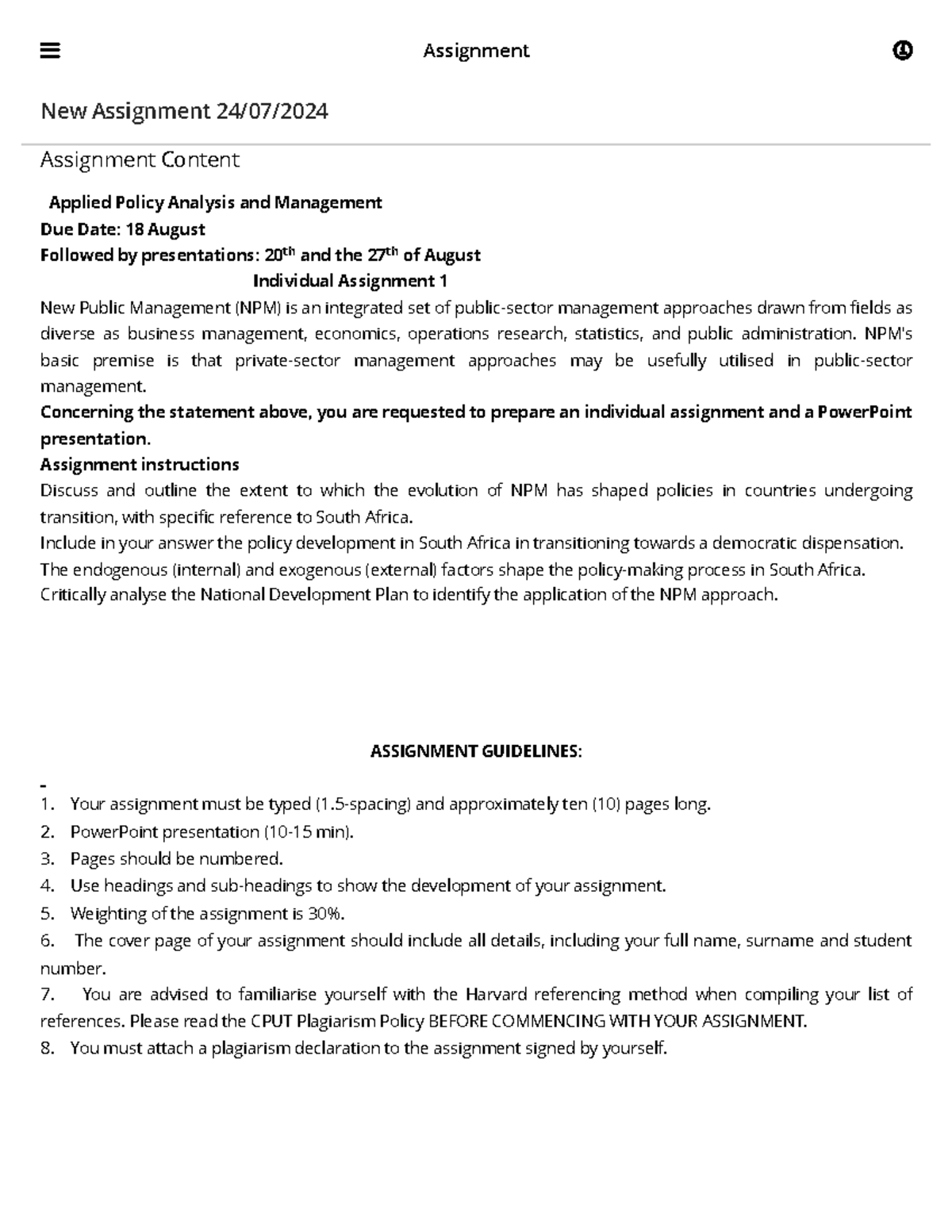 Applied Policy Analysis & Management Assignment - Assignment New ...