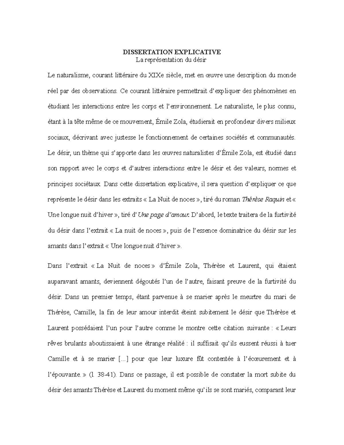 Dissertation explicative (littérature et imaginaire) - DISSERTATION ...