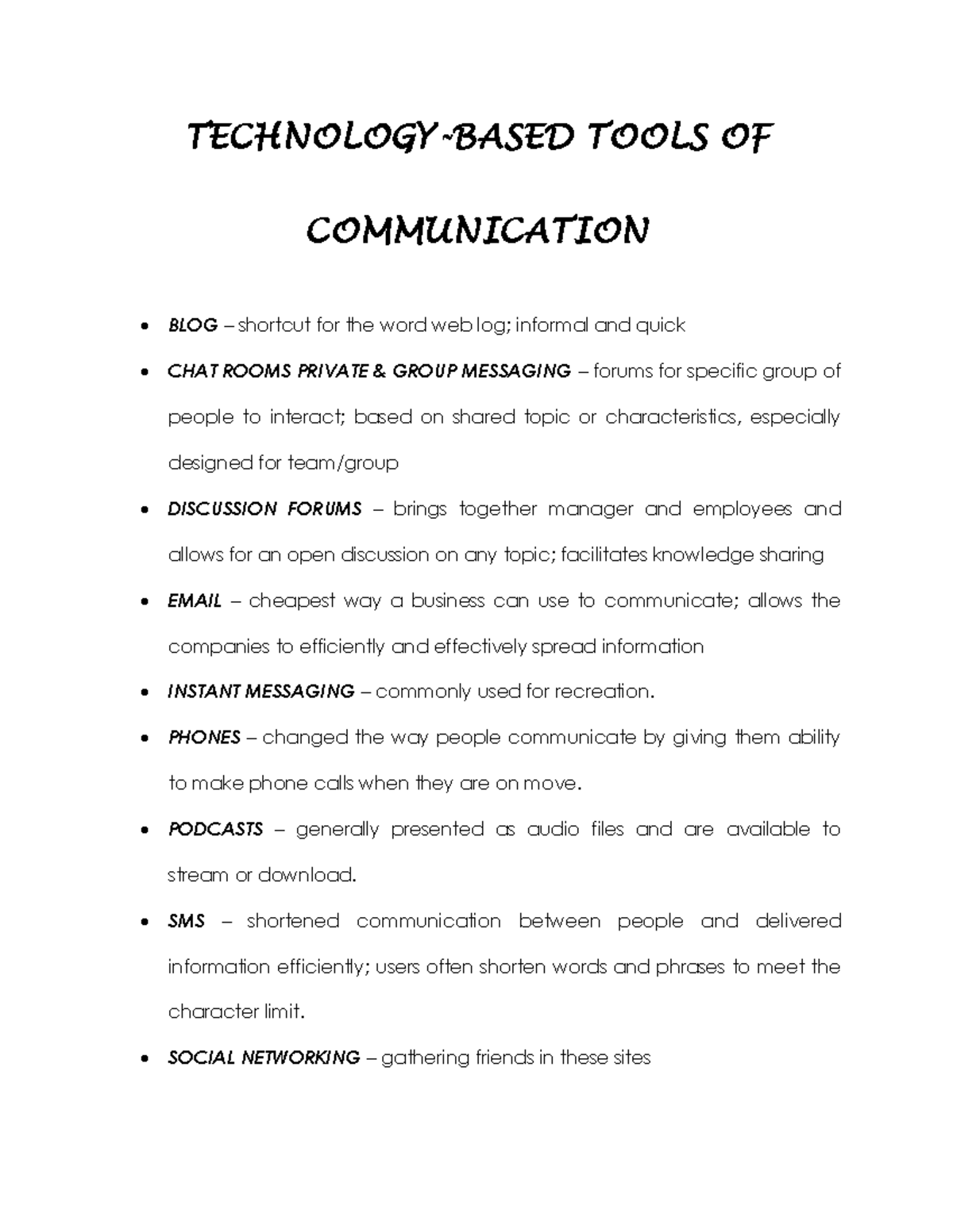 Technology- Based Tools - TECHNOLOGY-BASED TOOLS OF COMMUNICATION BLOG ...