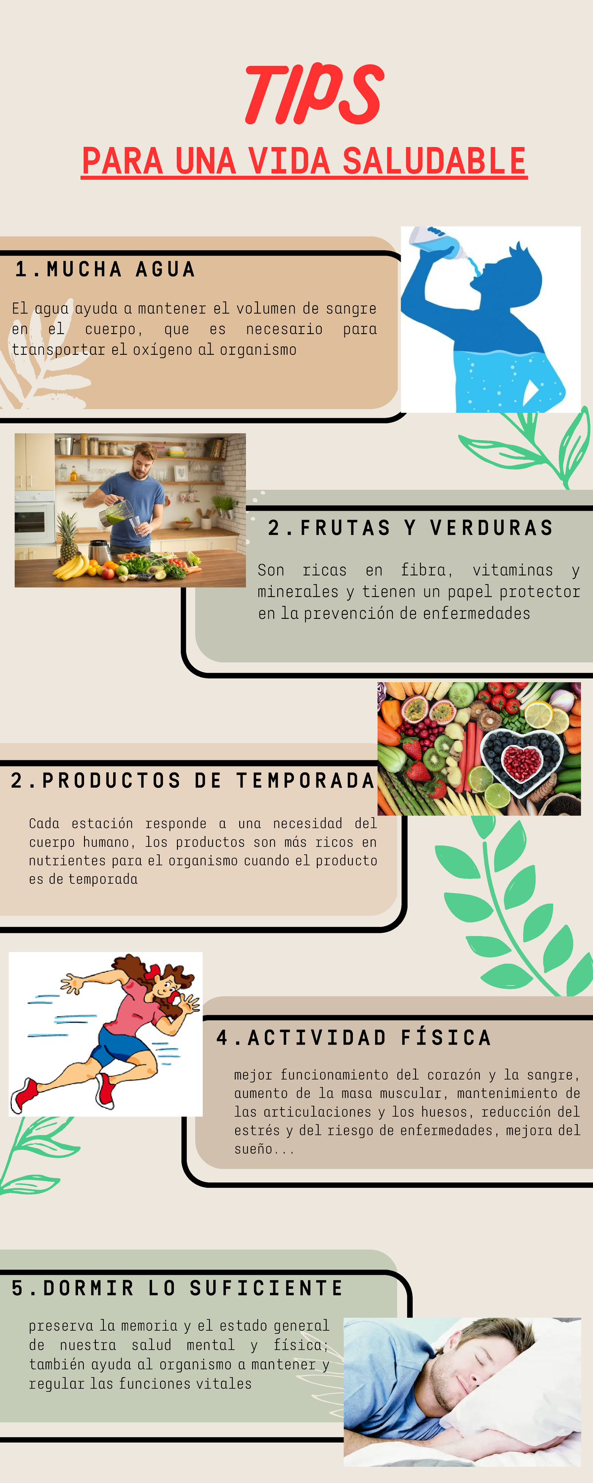 Infografía Tips Vida Saludable Minimalista Beige - TIPS PARA UNA VIDA ...