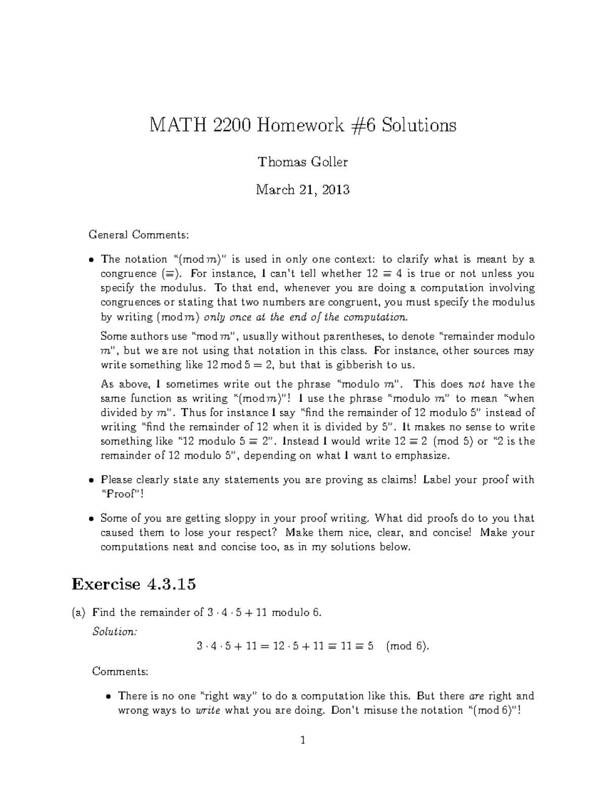 HW6sol - MATH 236 - MATH 2200 Homework #6 Solutions Thomas Goller March ...