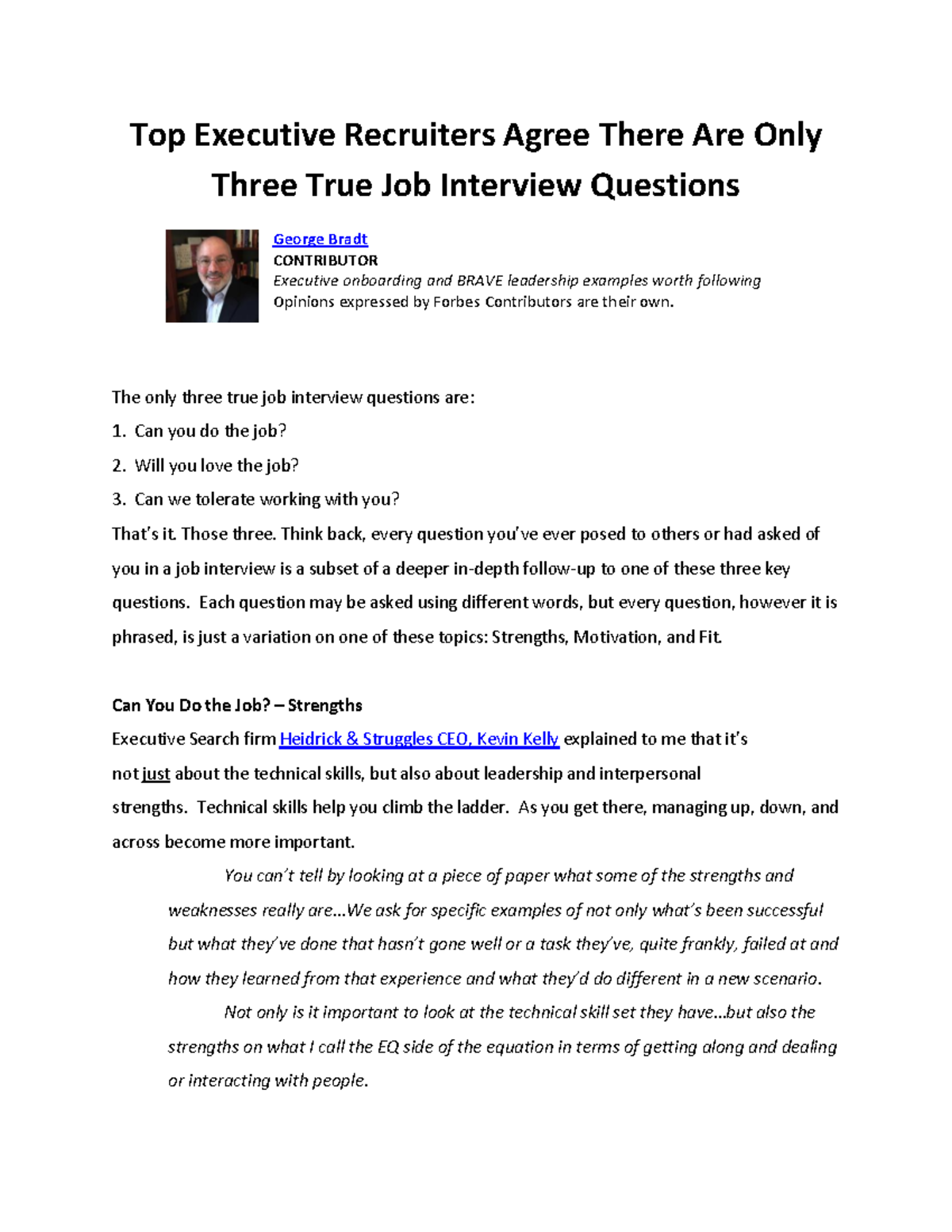 Top Executive Recruiters Agree There Are Only Three True Job Interview ...