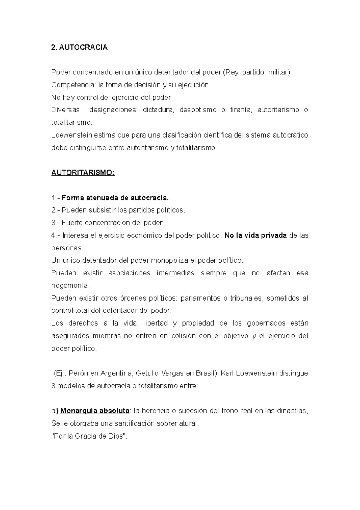 Autocracia - 2. AUTOCRACIA Poder concentrado en un único detentador del ...