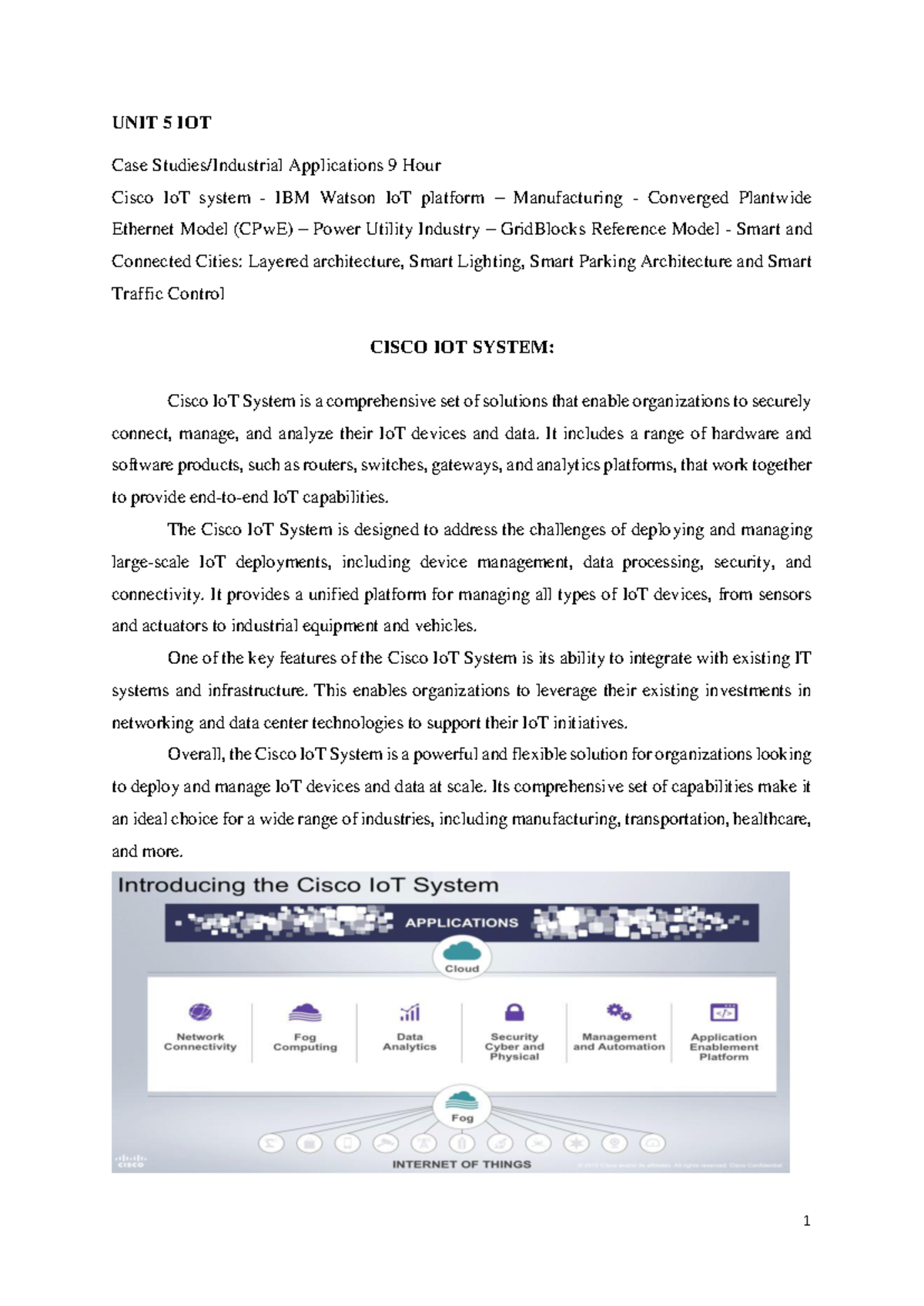 IOT Unit 5 - Unit 5 of IOT 2nd Year 21 regulations of SRM NCR Campus - UNIT 5 IOT Case - Studocu