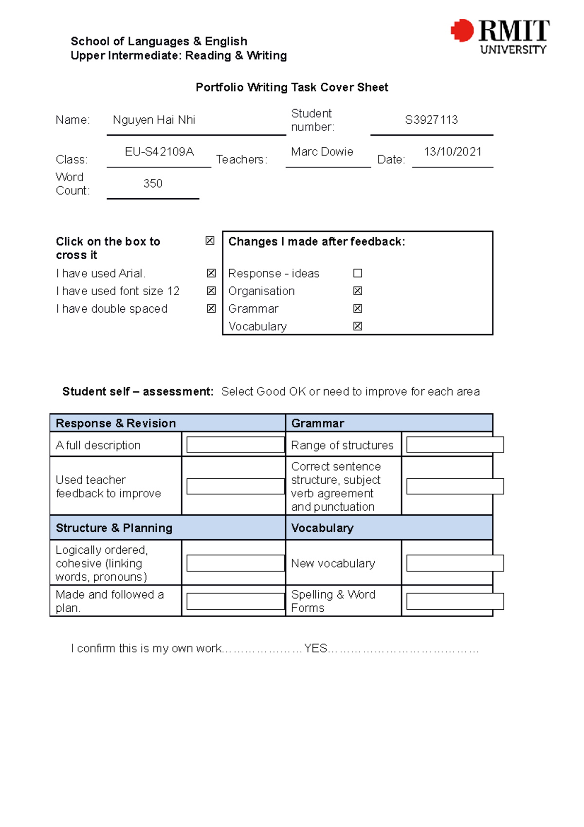 Nguyen Hai Nhi – Portfolio Writing Task 1 - Final Draft - School of ...