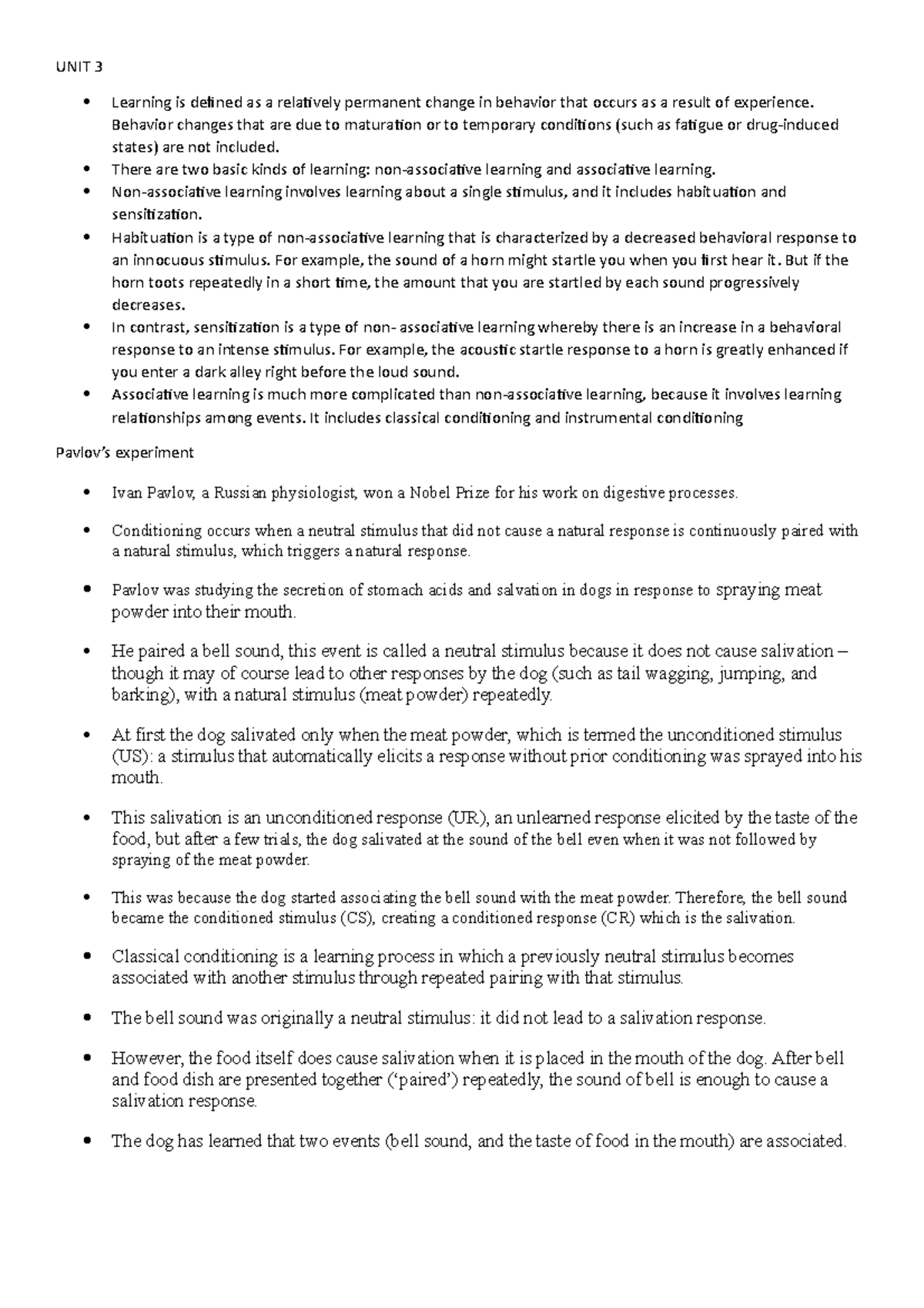 UNIT 3 Learning - UNIT 3 Learning is defined as a relatively permanent ...