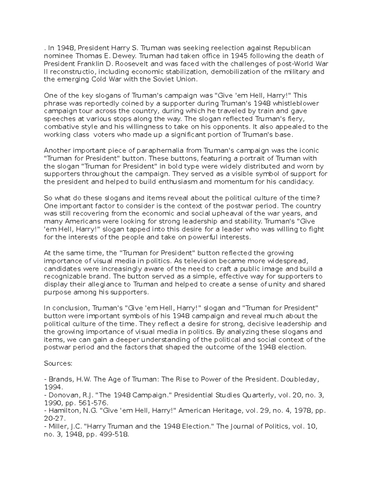 Political camp - ….. - . In 1948, President Harry S. Truman was seeking ...