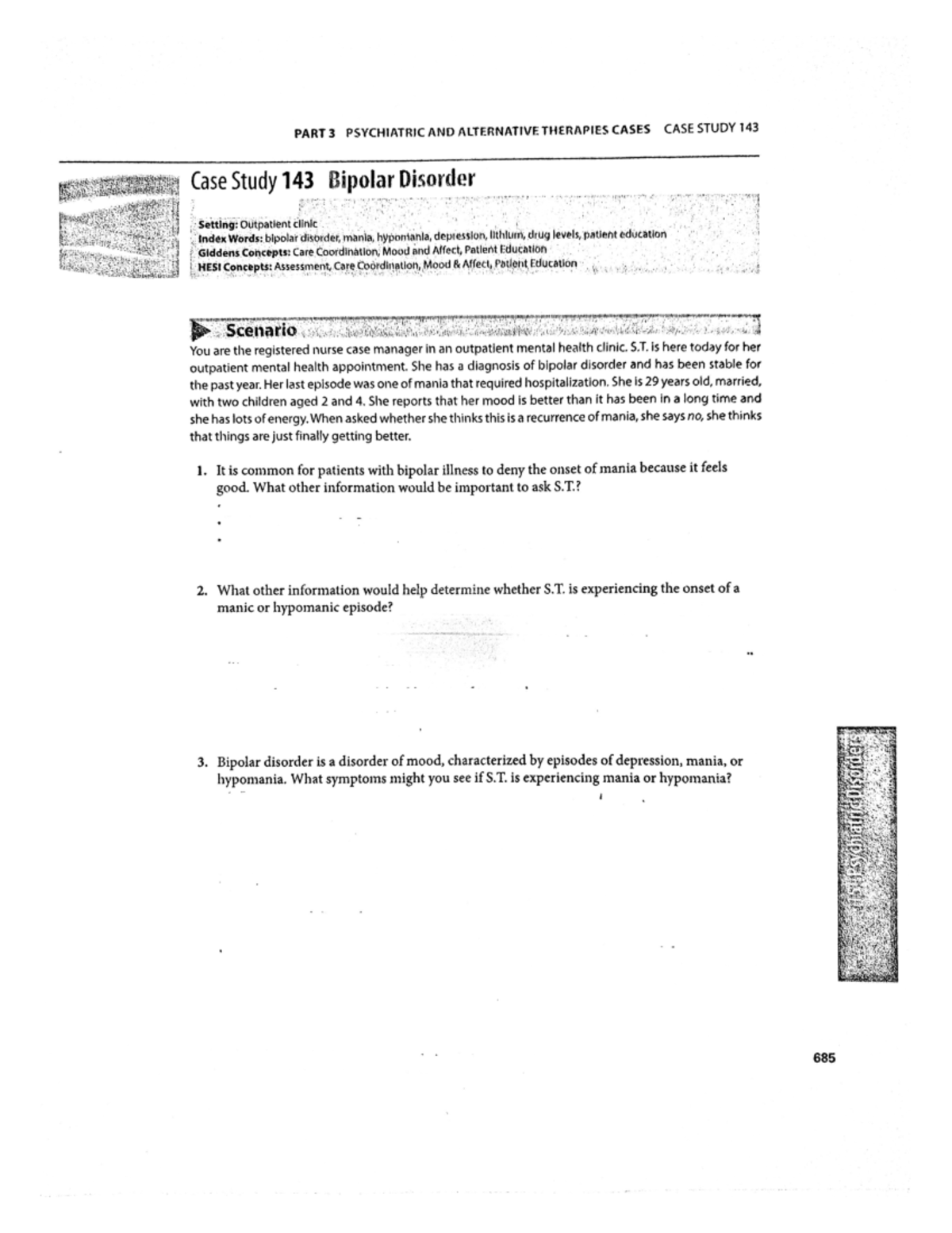 Bipolar disorder cs - Case study - PART 3 PSYCHIATRIC AND ALTERNATIVE ...