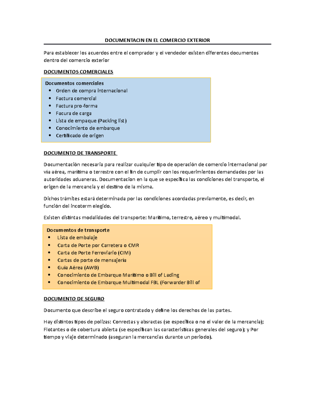 Documentacin EN EL Comercio Exterior - Documentos comerciales Orden de ...
