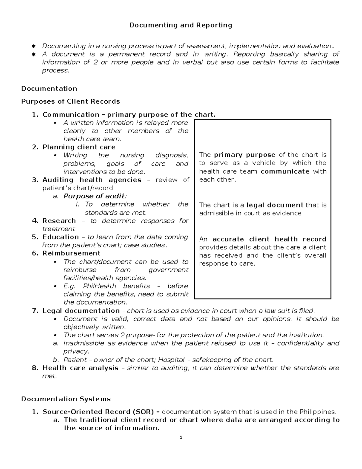 Day 2 Documenting Reporting Health Assessment - Documenting and ...
