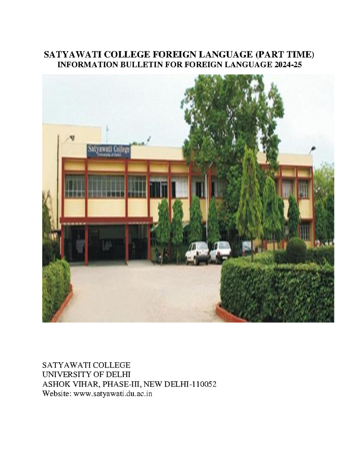 Foreign Language Prospectus - SATYAWATI COLLEGE FOREIGN LANGUAGE (PART ...