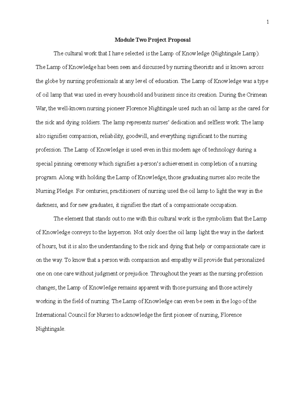 Module Two Project Proposal - The Lamp of Knowledge has been seen and ...