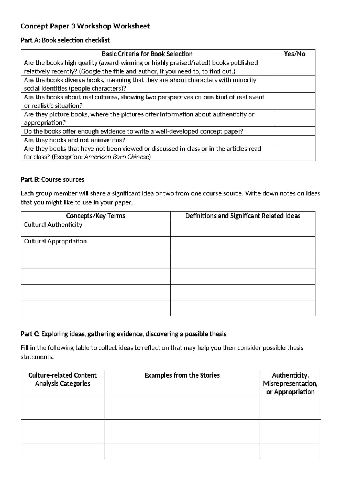 Concept Paper 3 Workshop Worksheet - Concept Paper 3 Workshop Worksheet ...