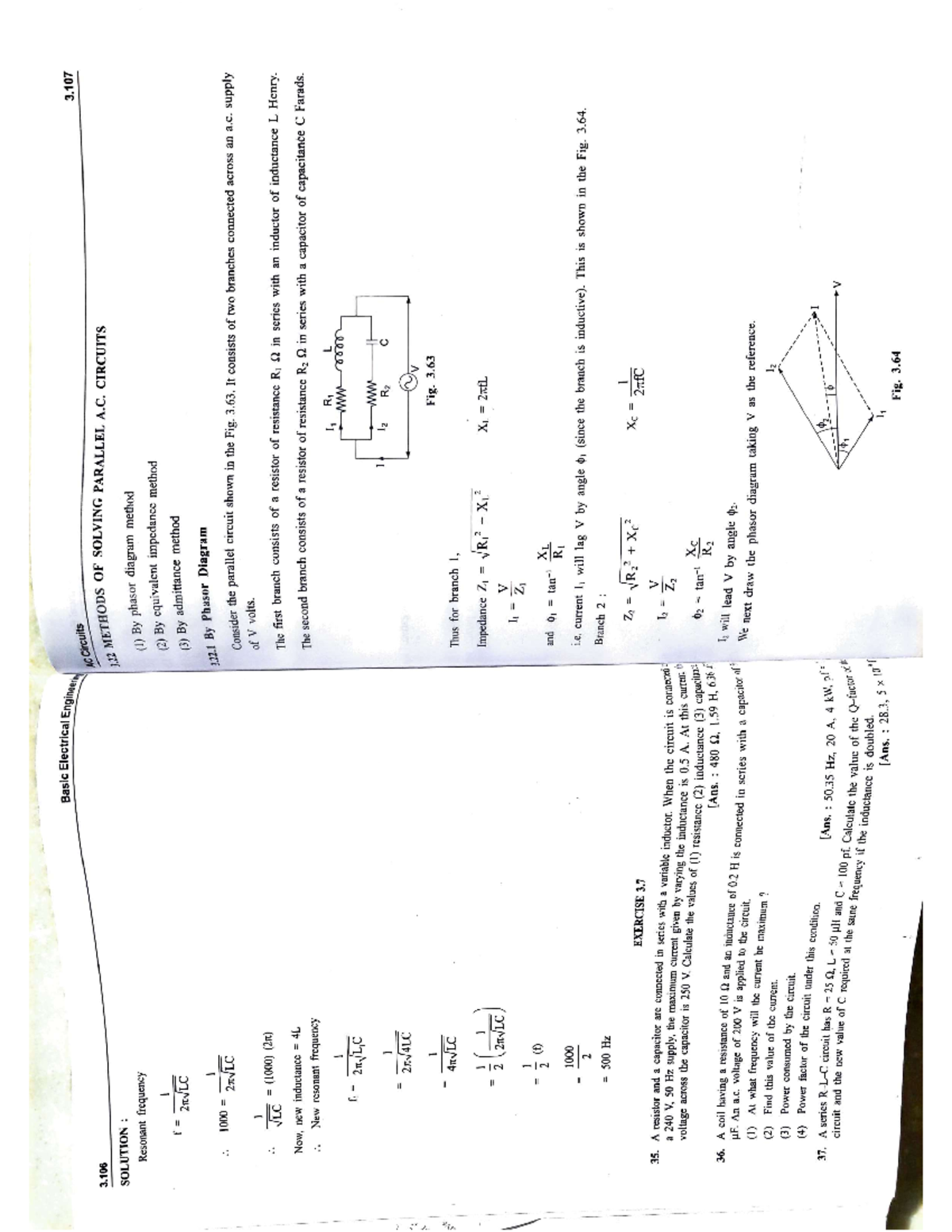 AC problem parralel - Solve questions - Basic Electrical Engineering - Studocu