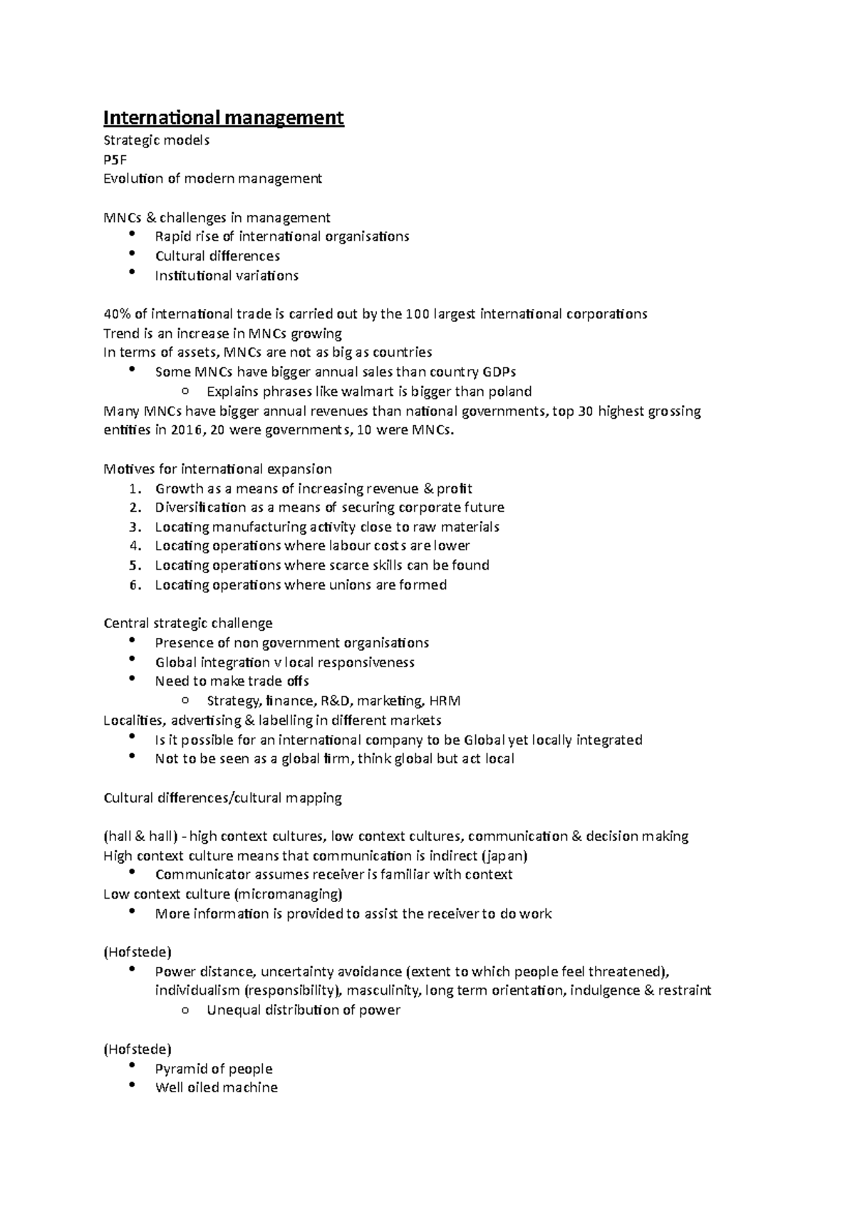 International management - International management Strategic models ...