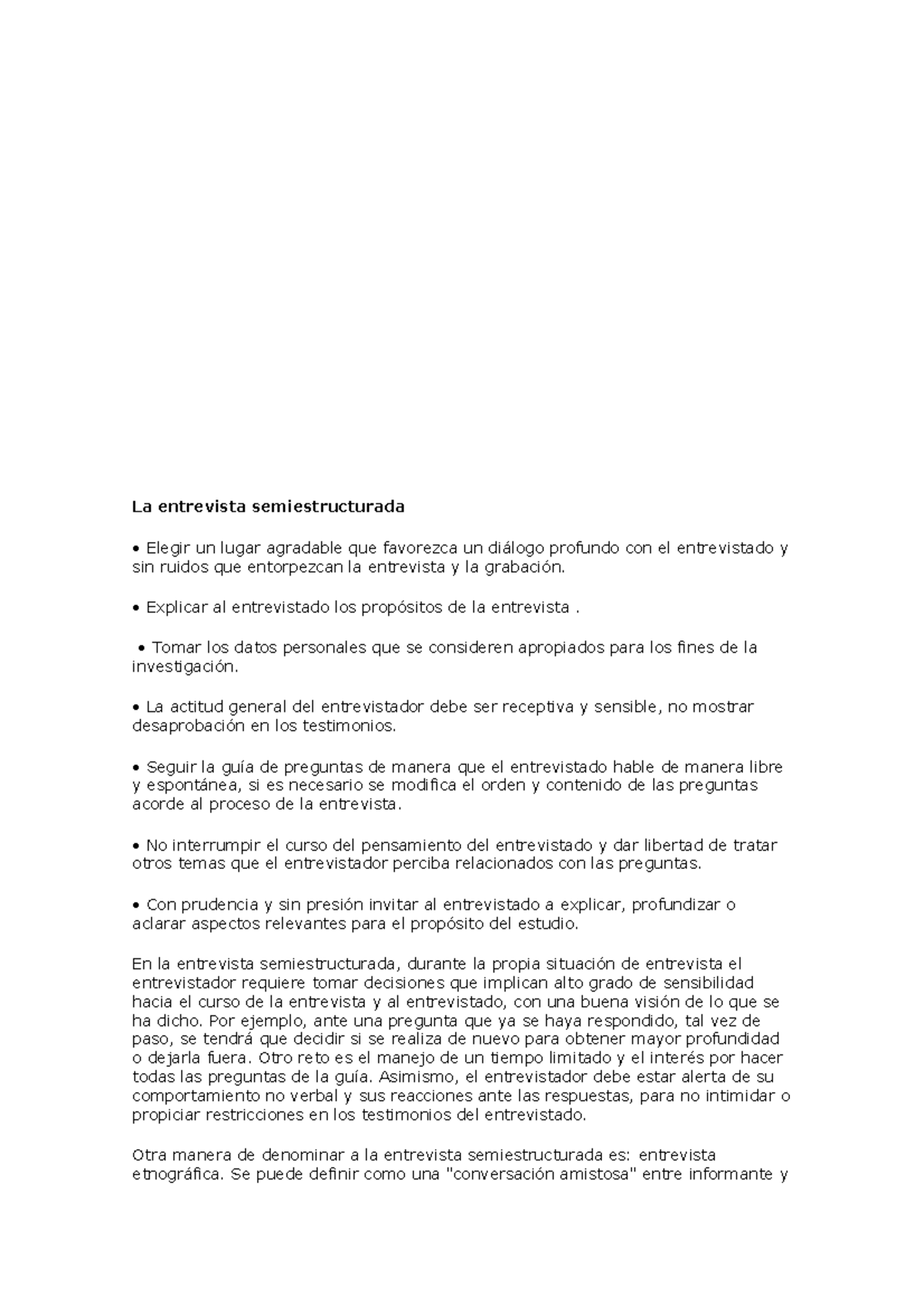 La entrevista semiestructurada - La entrevista semiestructurada Elegir ...