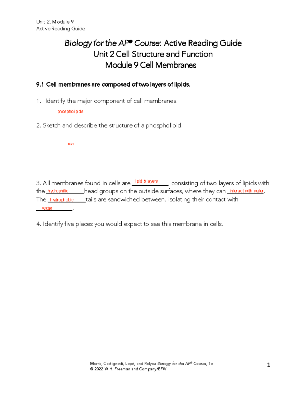 Module 9 RG Yang, Cindie - Active Reading Guide 1 Biology for the AP ...