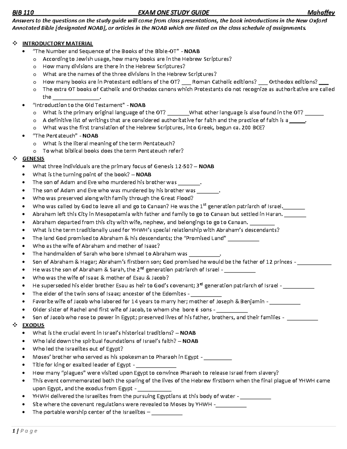 EXAM ONE - Revised - This chapters review with terms, examples, and ...