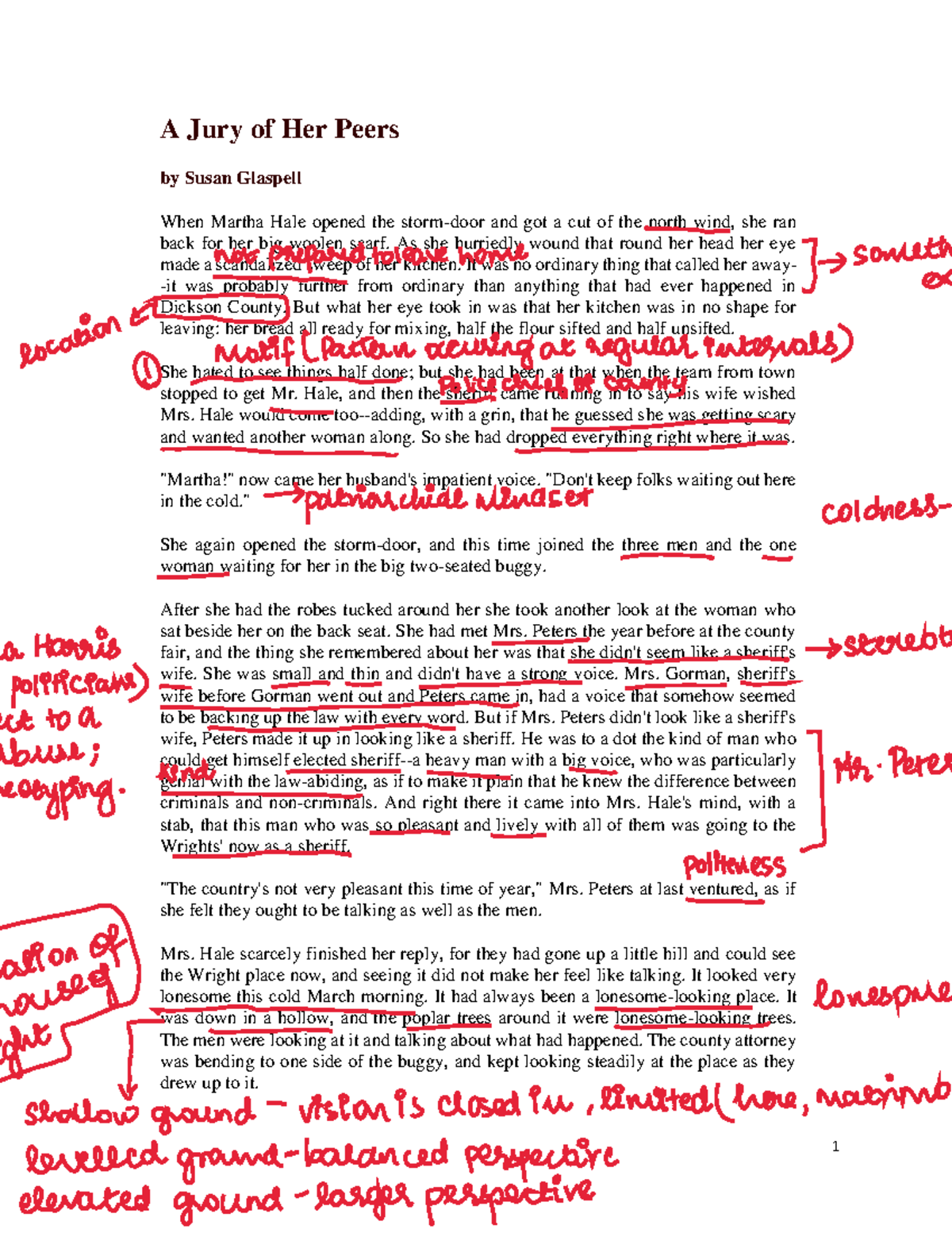 A Jury of Her Peers - N/A - A Jury of Her Peers by Susan Glaspell When ...