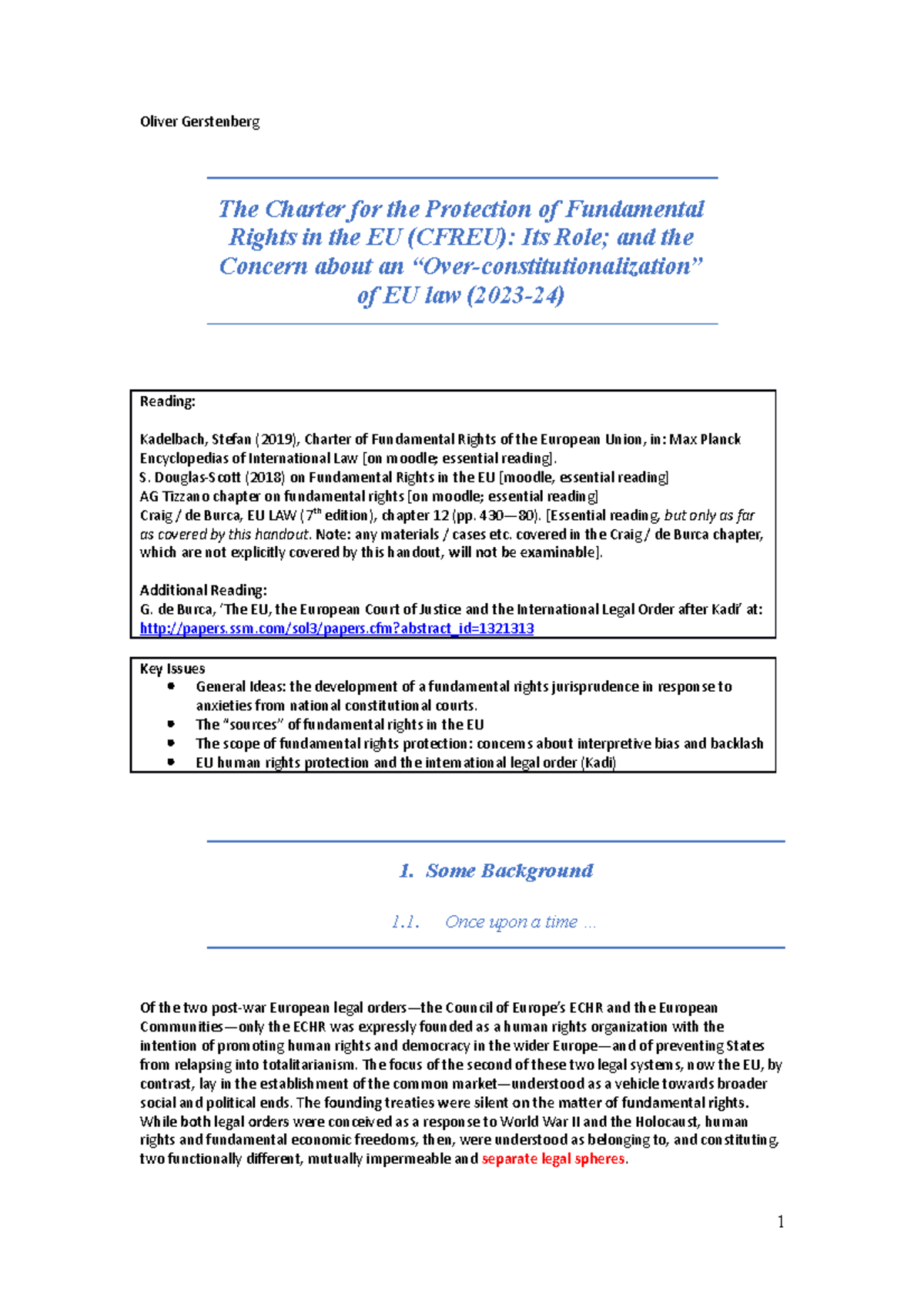 EU Law Topic Fundamental Rights 2023-24 annotated - Oliver Gerstenberg ...