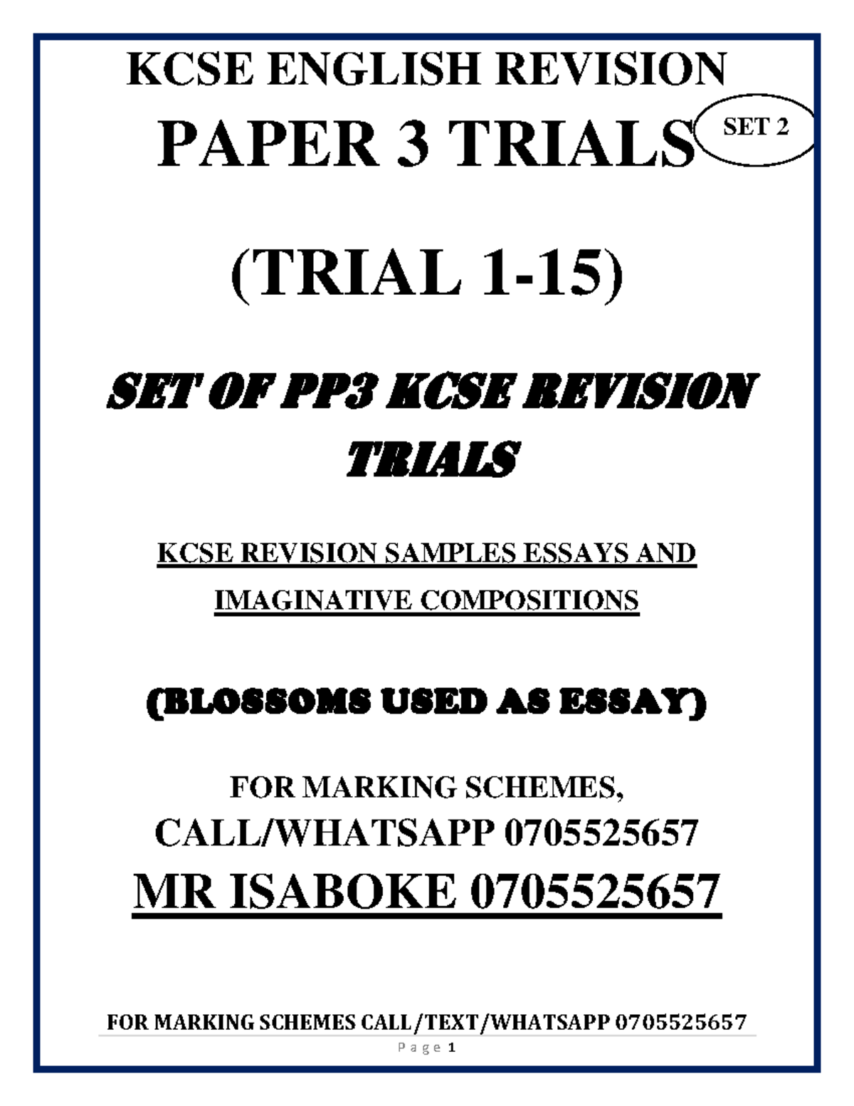English PP3 Trials SET 2 - FOR MARKING SCHEMES CALL/TEXT/WHATSAPP ...