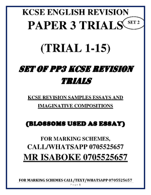 English PP2 Trials SET 2 - KCSE ENGLISH REVISION PAPER 2 TRIALS (TRIAL ...