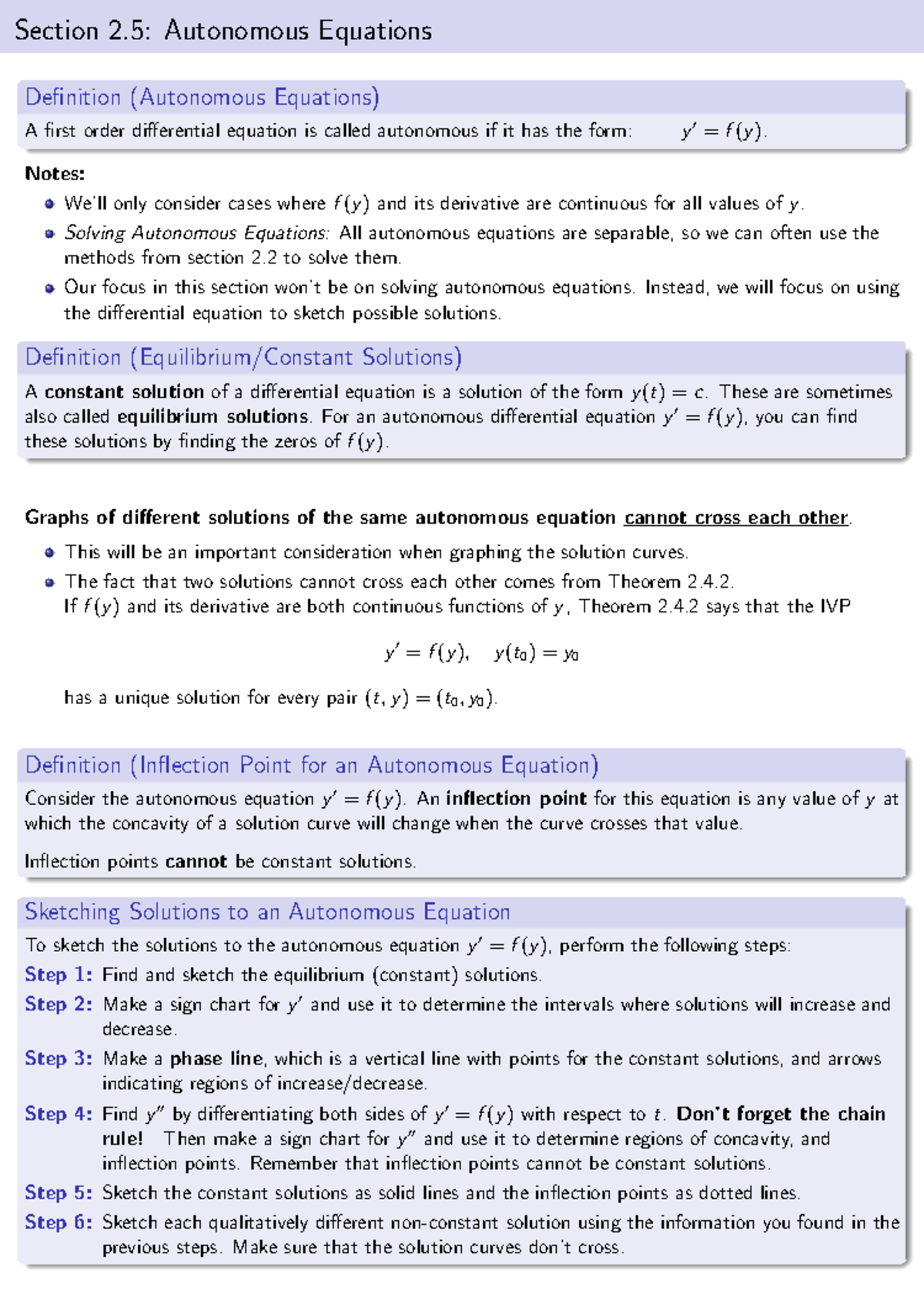 2.5 Autonomous Equations - Section 2: Autonomous Equations Definition ...