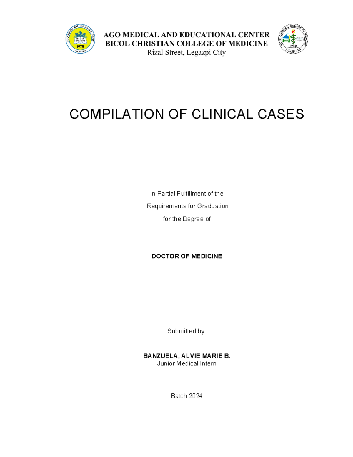 Compilation of Cases - COMPILATION OF CLINICAL CASES In Partial Fulfillment of the Requirements ...