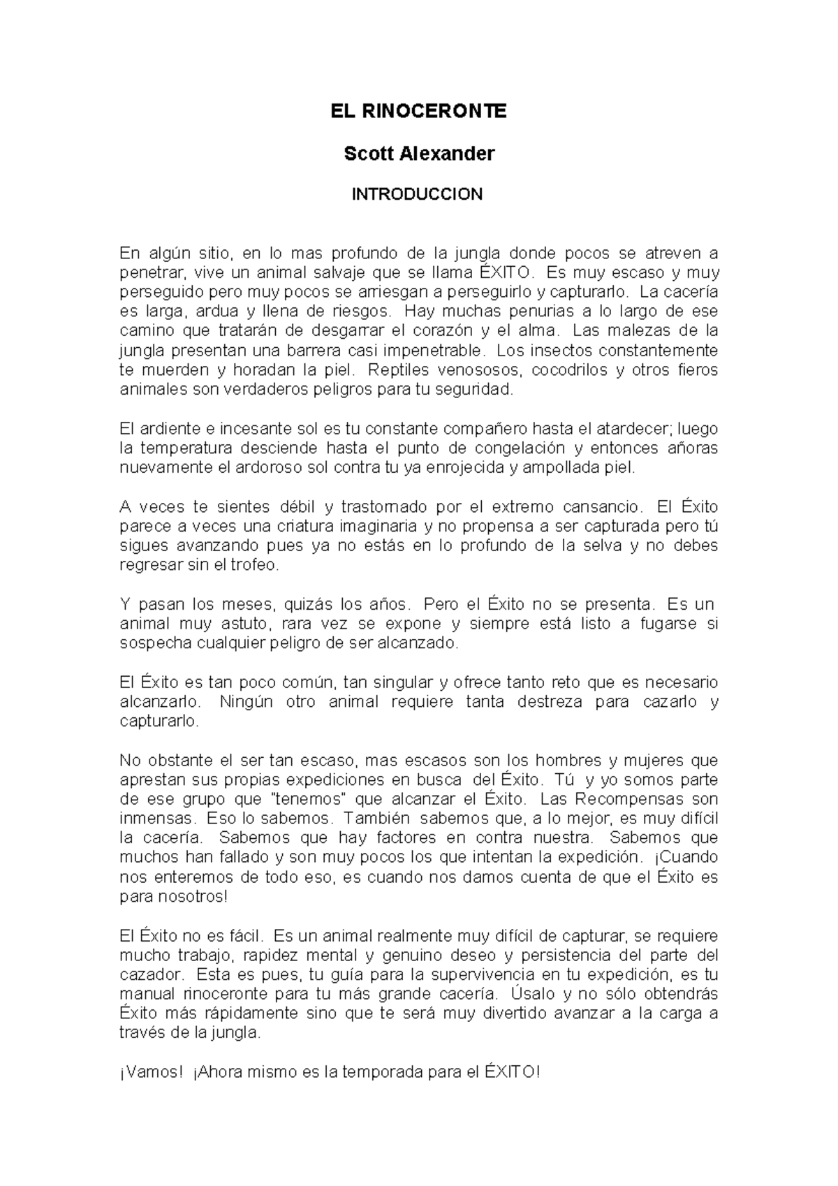 El rinoceronte scott alexander - - Studocu