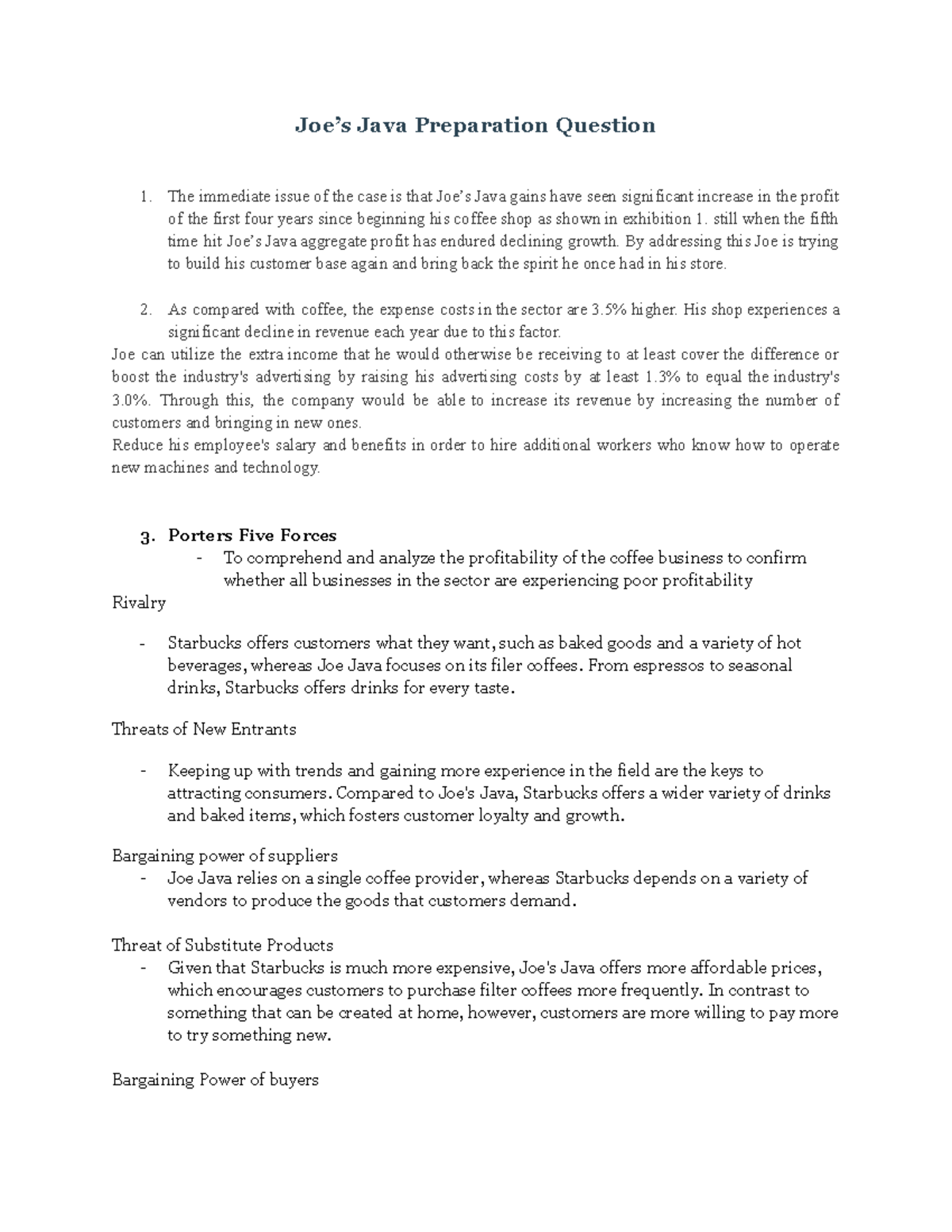 Joe Java Questions Bu111 Lap Prep Joes Java Preparation Question