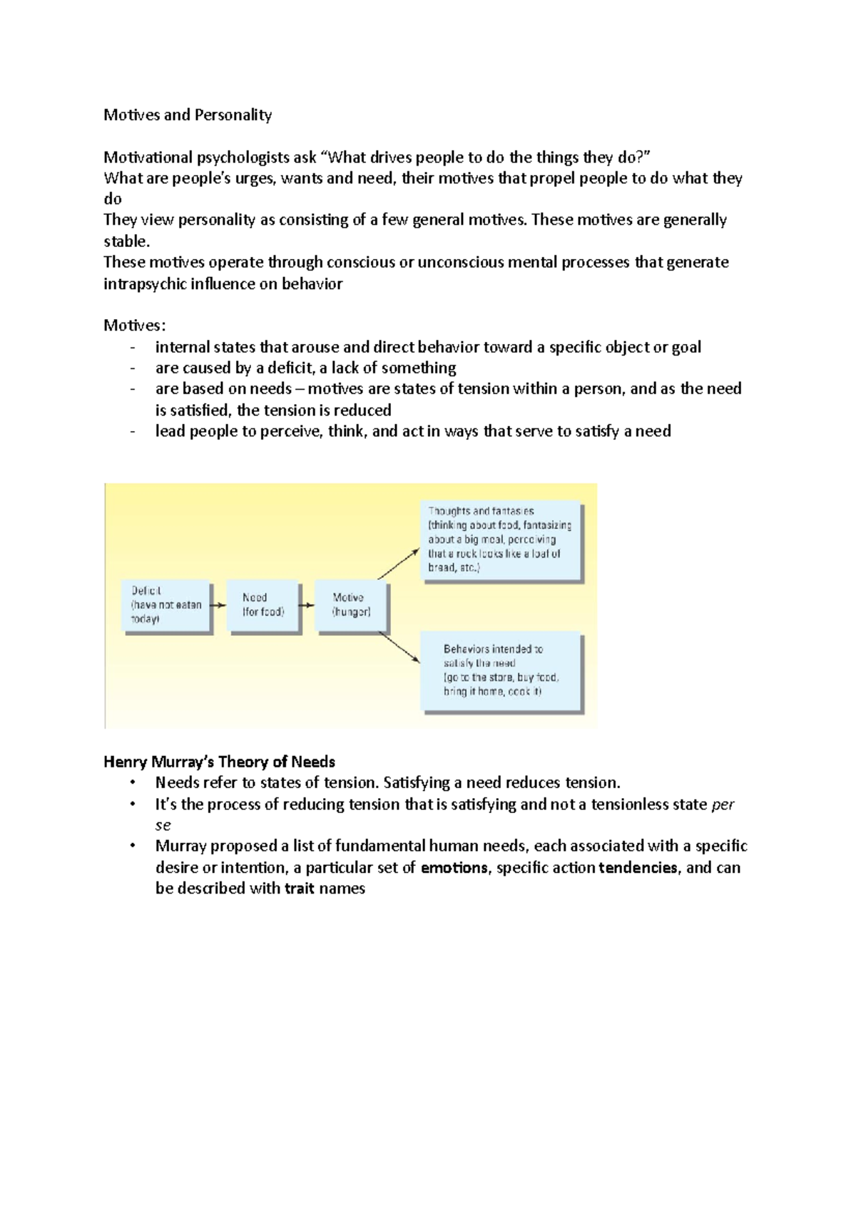 Motives and Personality - Motives and Personality Motivational ...