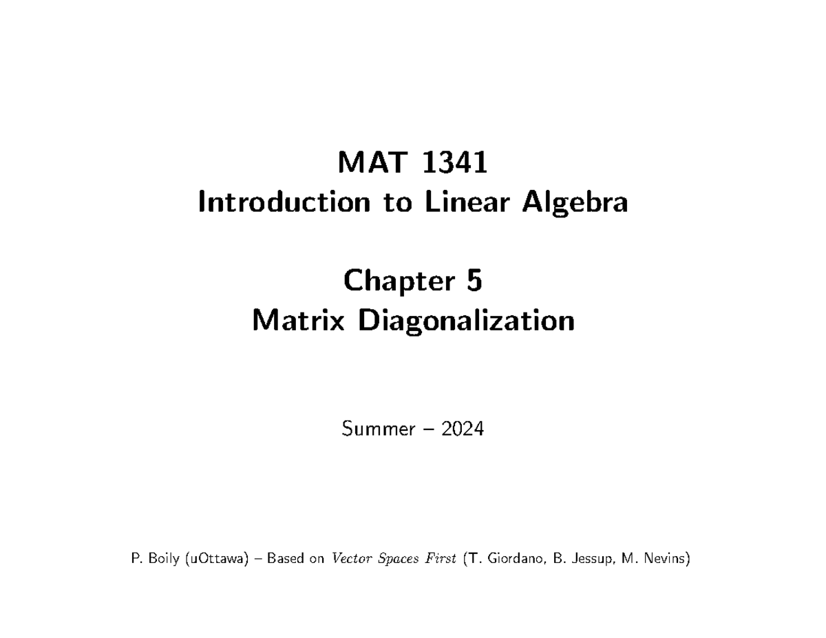 MAT1341 - ch 5 - Matrix Diagonalization - S - MAT 1341 Introduction to Linear Algebra Chapter 5 ...