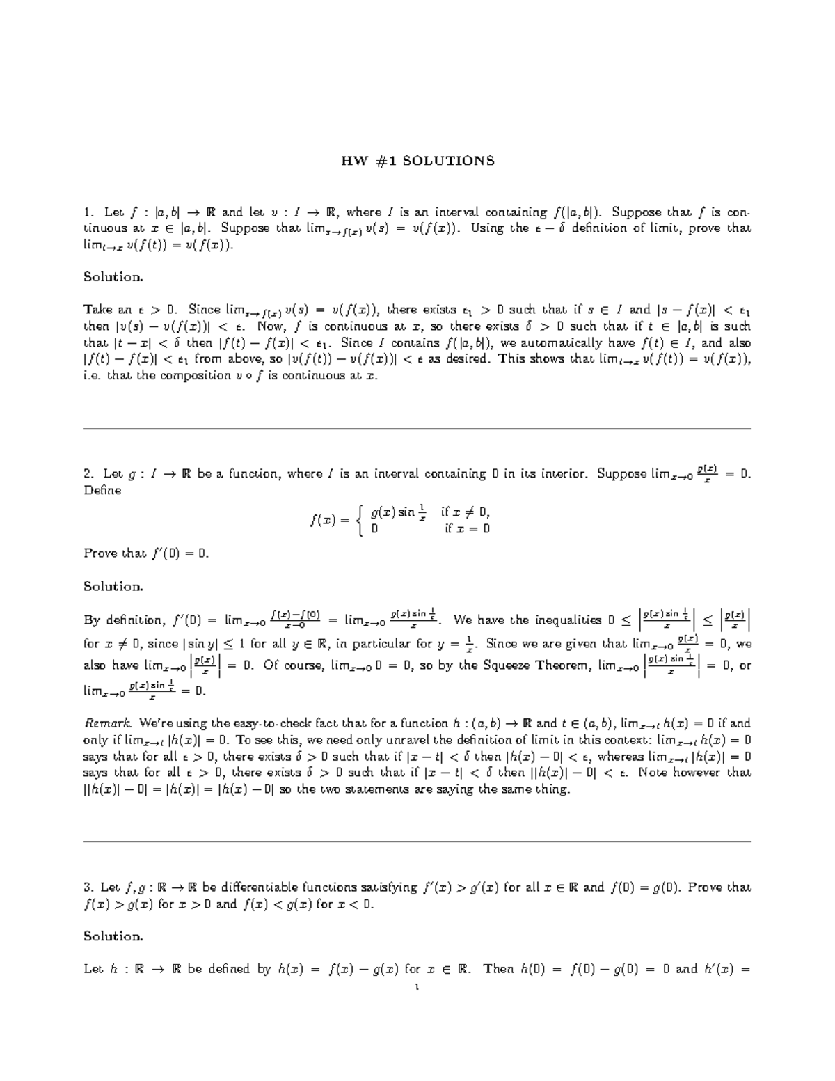 HW1Solutions - Homework - Letf : [a, b]→Rand letv:I →R, whereI is an interval containingf([a, b ...