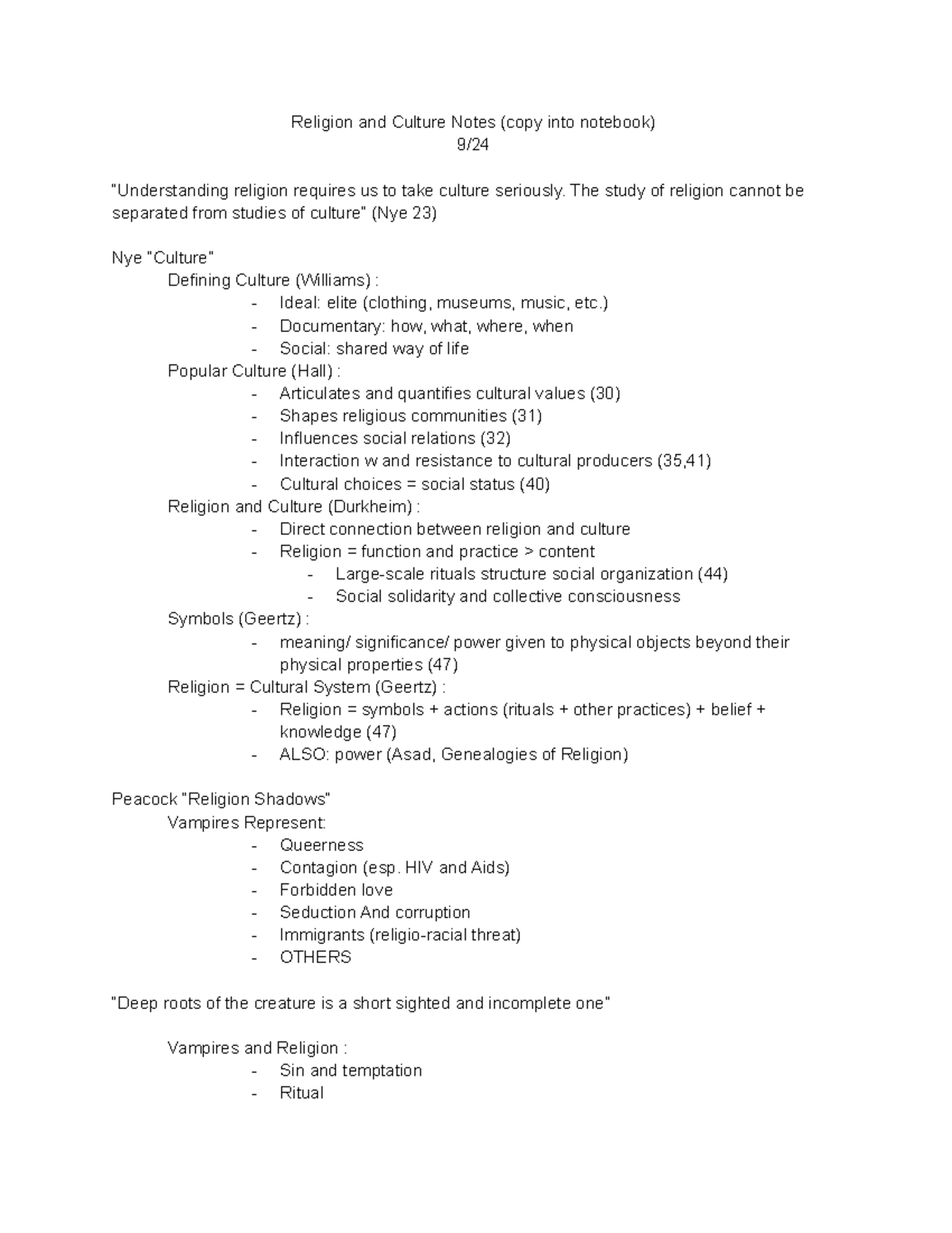 Religion and Culture - The study of religion cannot be separated from ...